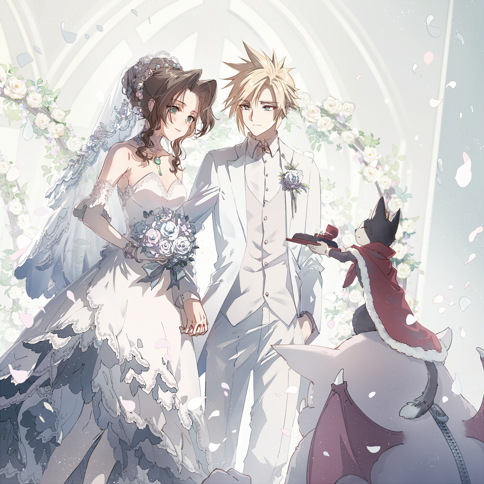 final fantasy final fantasy vii aerith gainsborough cloud strife dress neko tagme wedding dress ...